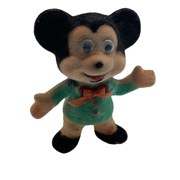 Disney | Toys | Vintage Flocked Mickey Mouse Figurine 35 Walt Disney ...